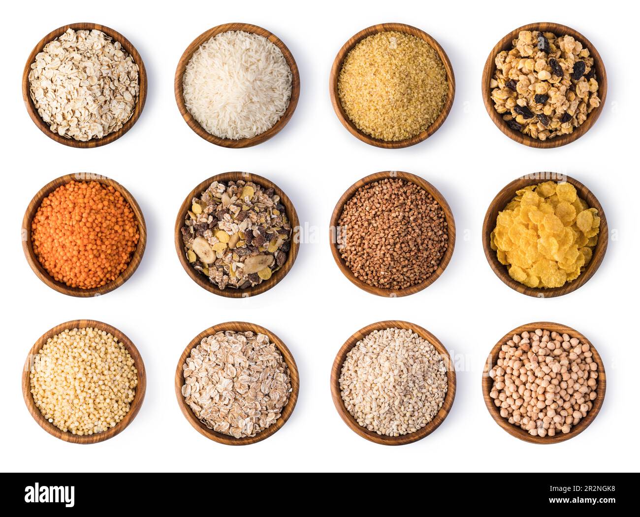 Cereals set isolated on white background Stock Photo - Alamy