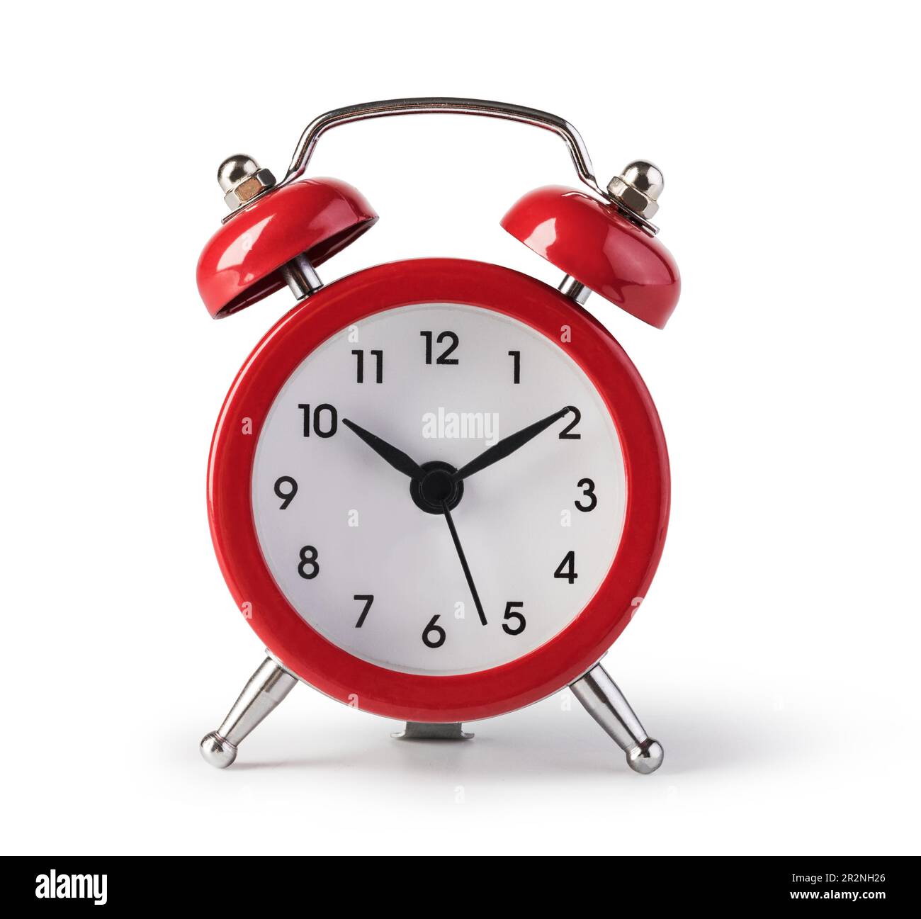 red old style alarm clock isolated on white Stock Photo - Alamy