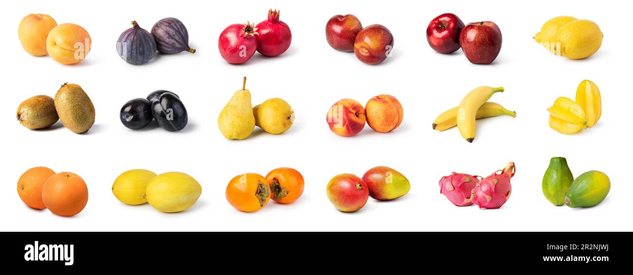 fruit set isolated on white background Stock Photo - Alamy