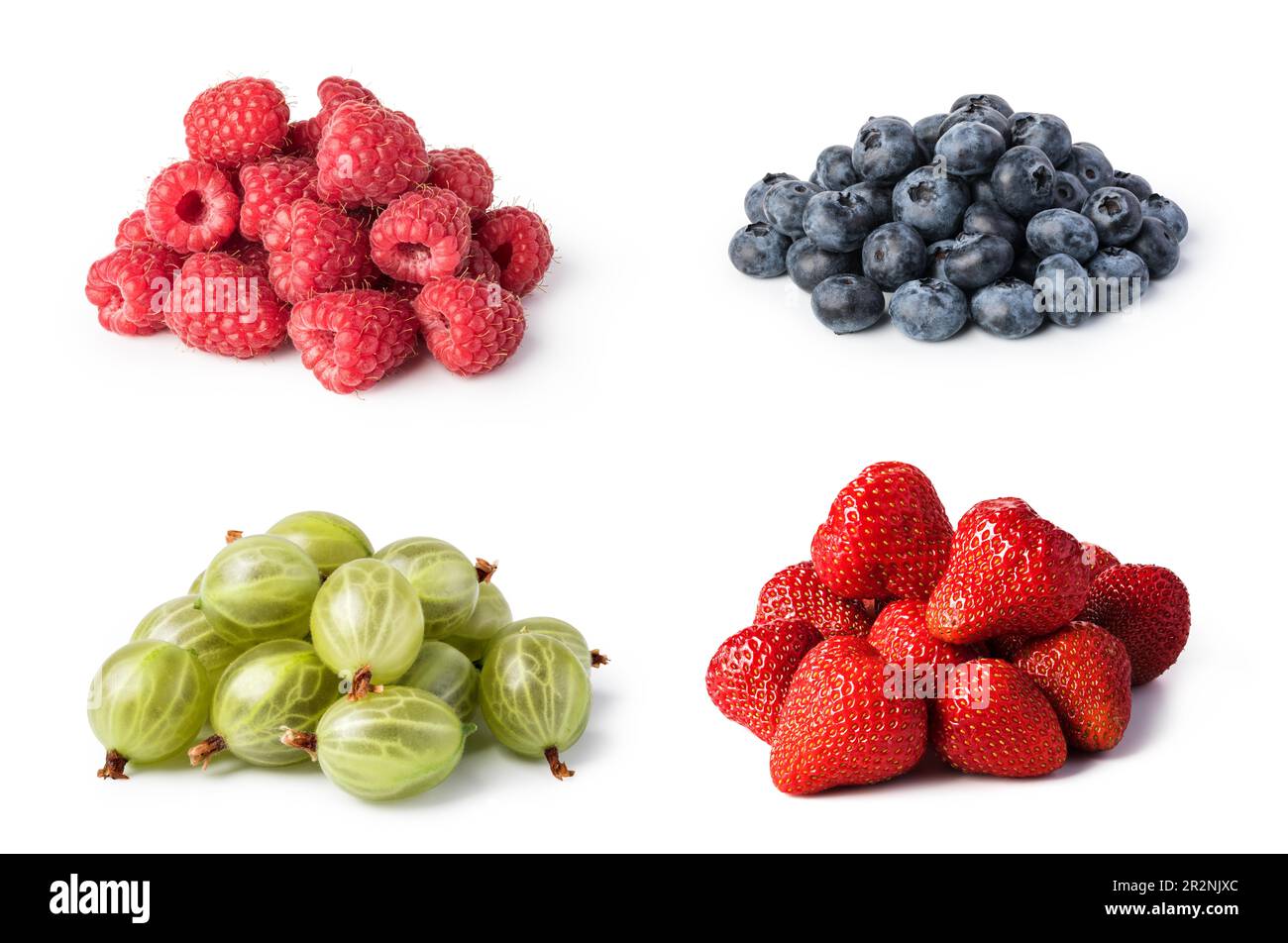 Fresh berries set isolated on white background Stock Photo - Alamy