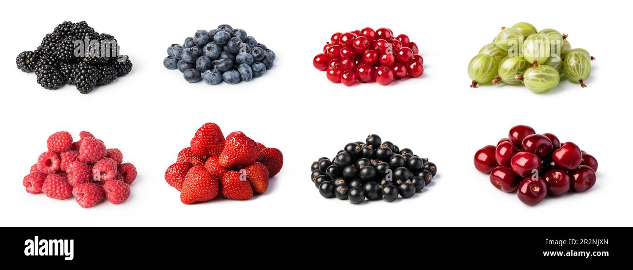 Fresh berries set isolated on white background Stock Photo - Alamy