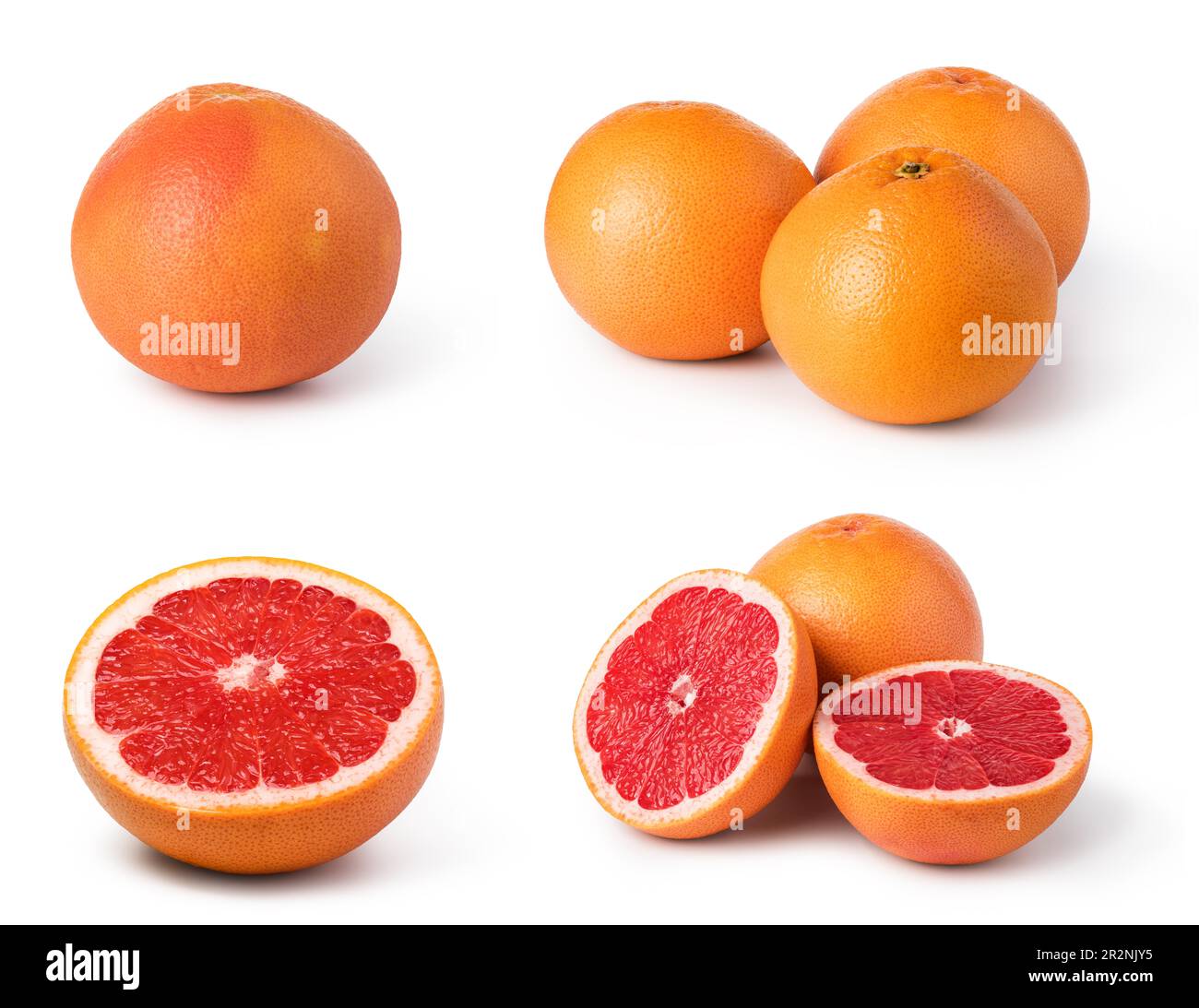 Grapefruit citrus fruit set isolated on white background Stock Photo ...
