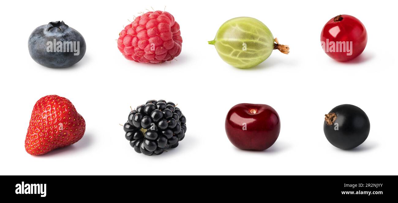 Fresh berries set isolated on white background Stock Photo - Alamy