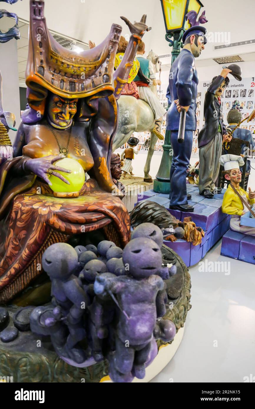 Alicante, Spain- May 16, 2023: Pardoned ninots exhibited in the ...