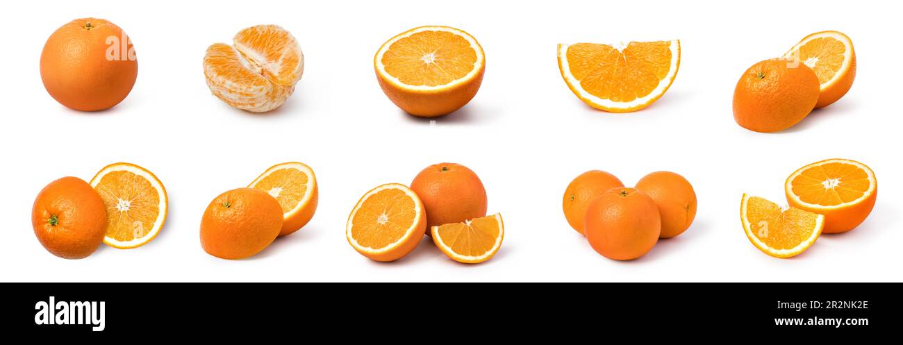 Orange fruit set isolated on white background Stock Photo - Alamy