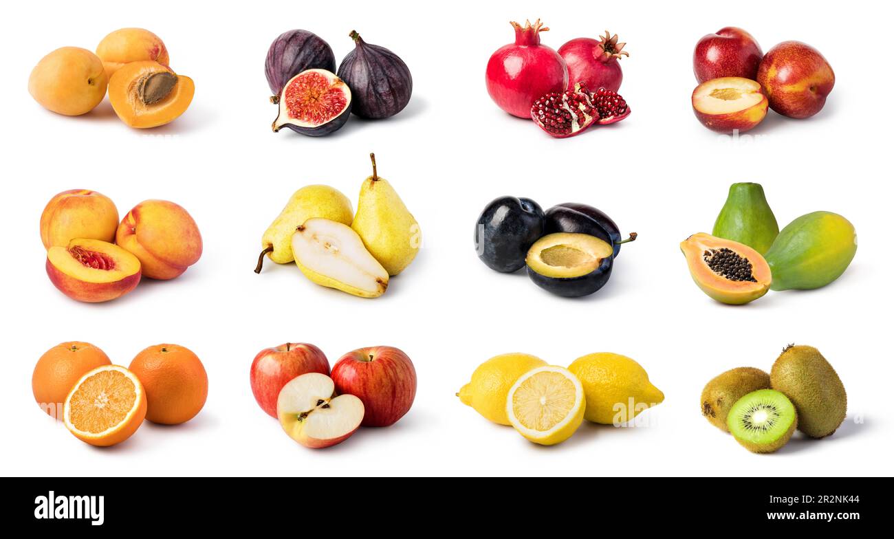 fruit set isolated on white background Stock Photo - Alamy