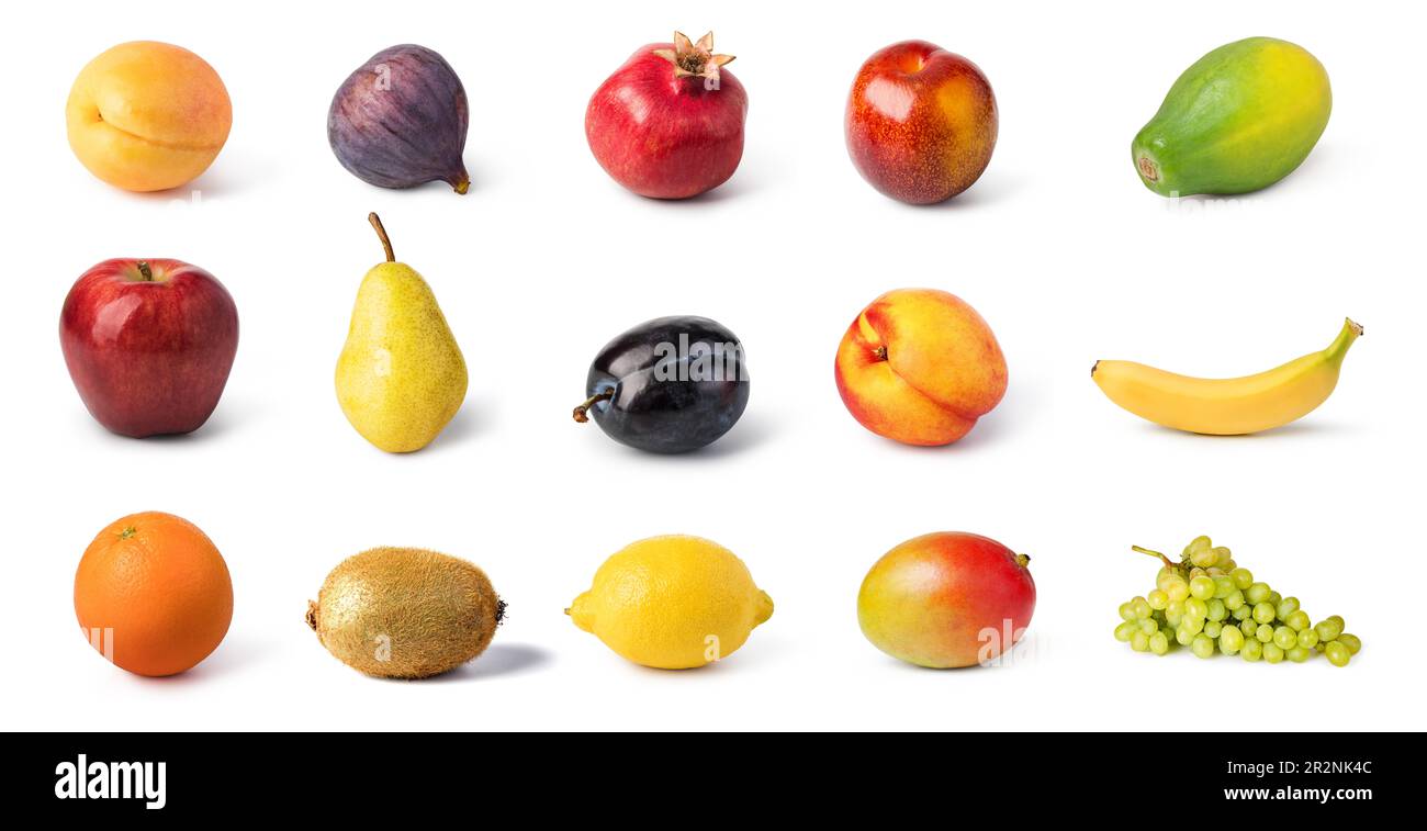 fruit set isolated on white background Stock Photo - Alamy