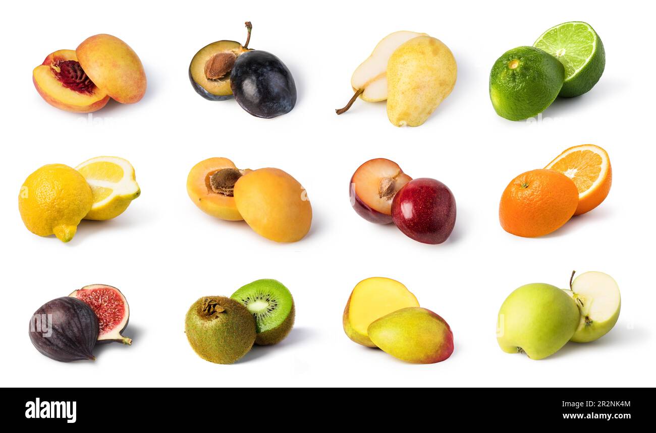 fruit set isolated on white background Stock Photo - Alamy