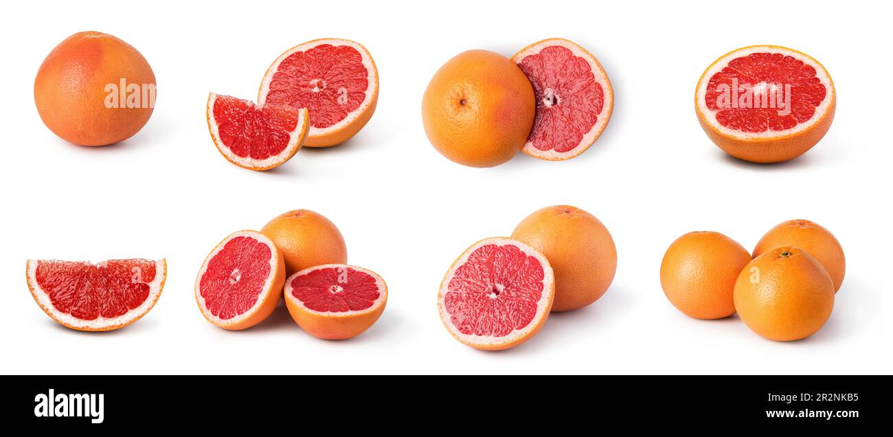 Grapefruit citrus fruit set isolated on white background Stock Photo ...