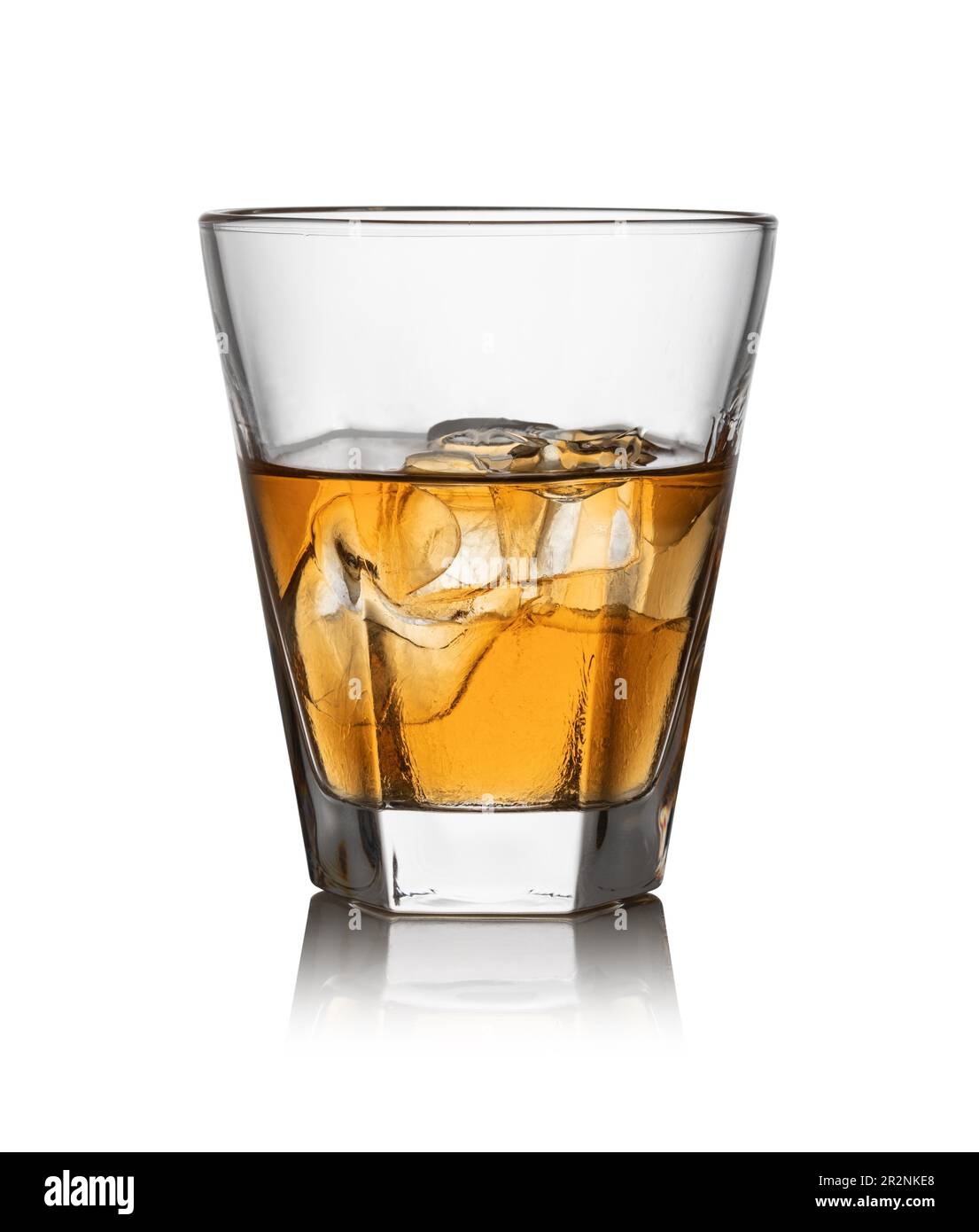 iGlass of whisky and ice isolated white background Stock Photo - Alamy