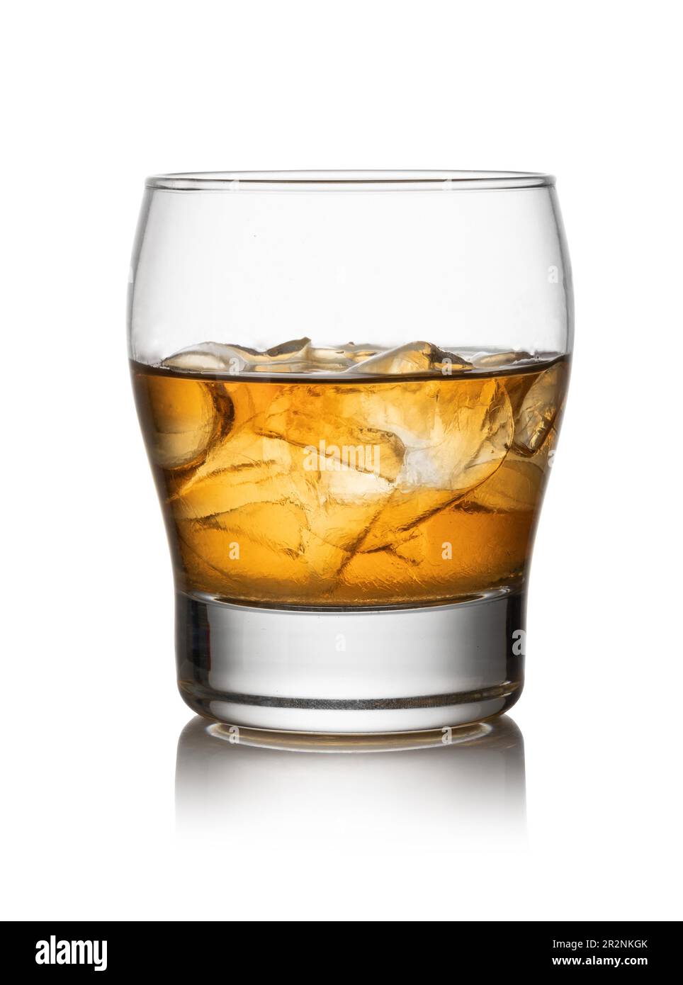 iGlass of whisky and ice isolated white background Stock Photo - Alamy