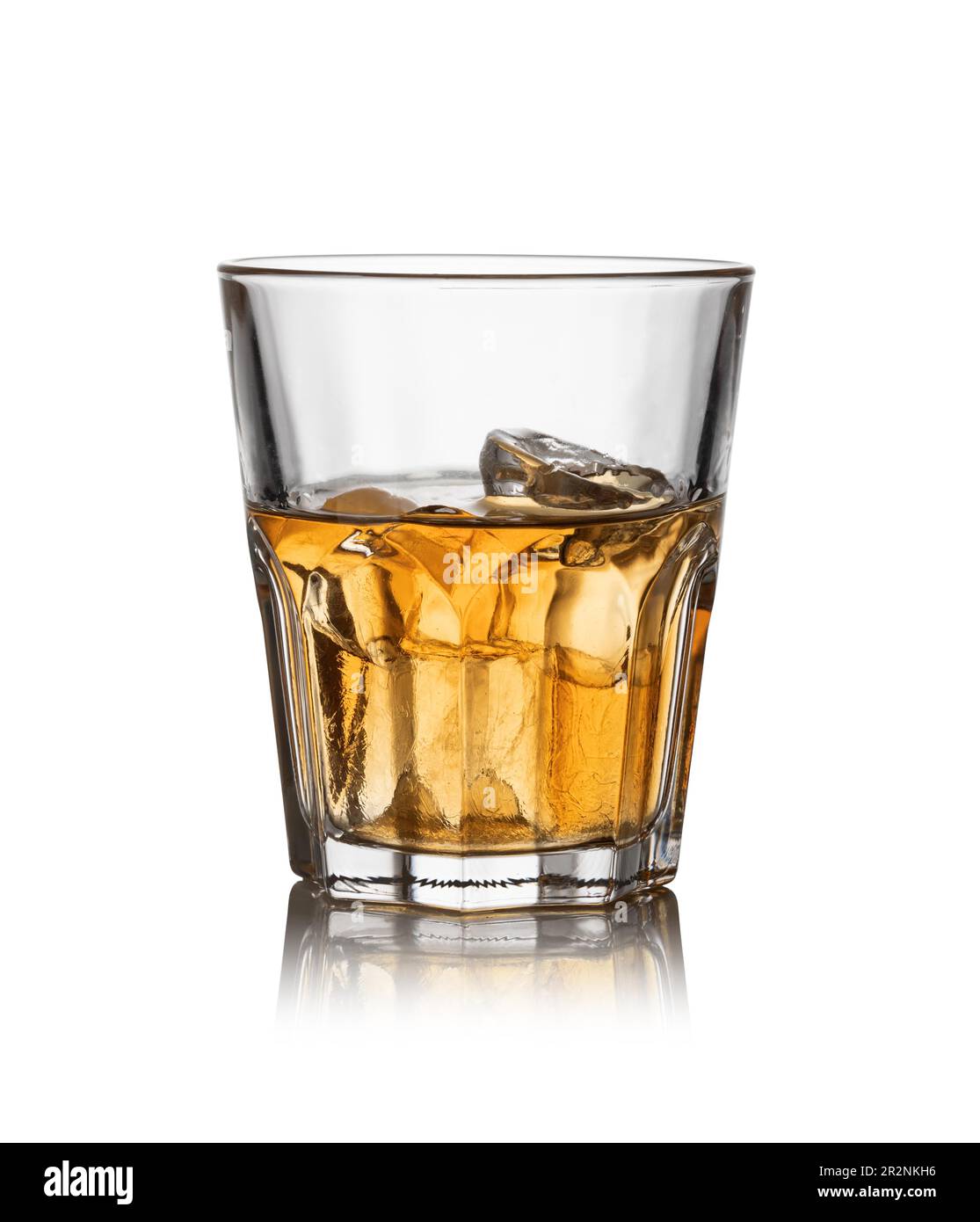 iGlass of whisky and ice isolated white background Stock Photo - Alamy