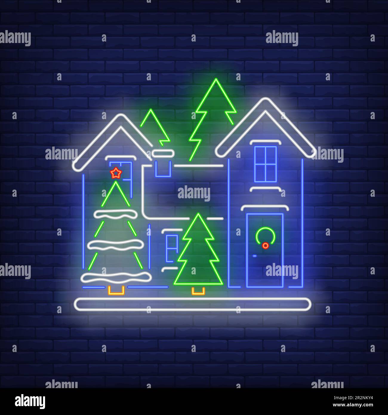 Christmas house neon sign Stock Vector Image & Art - Alamy