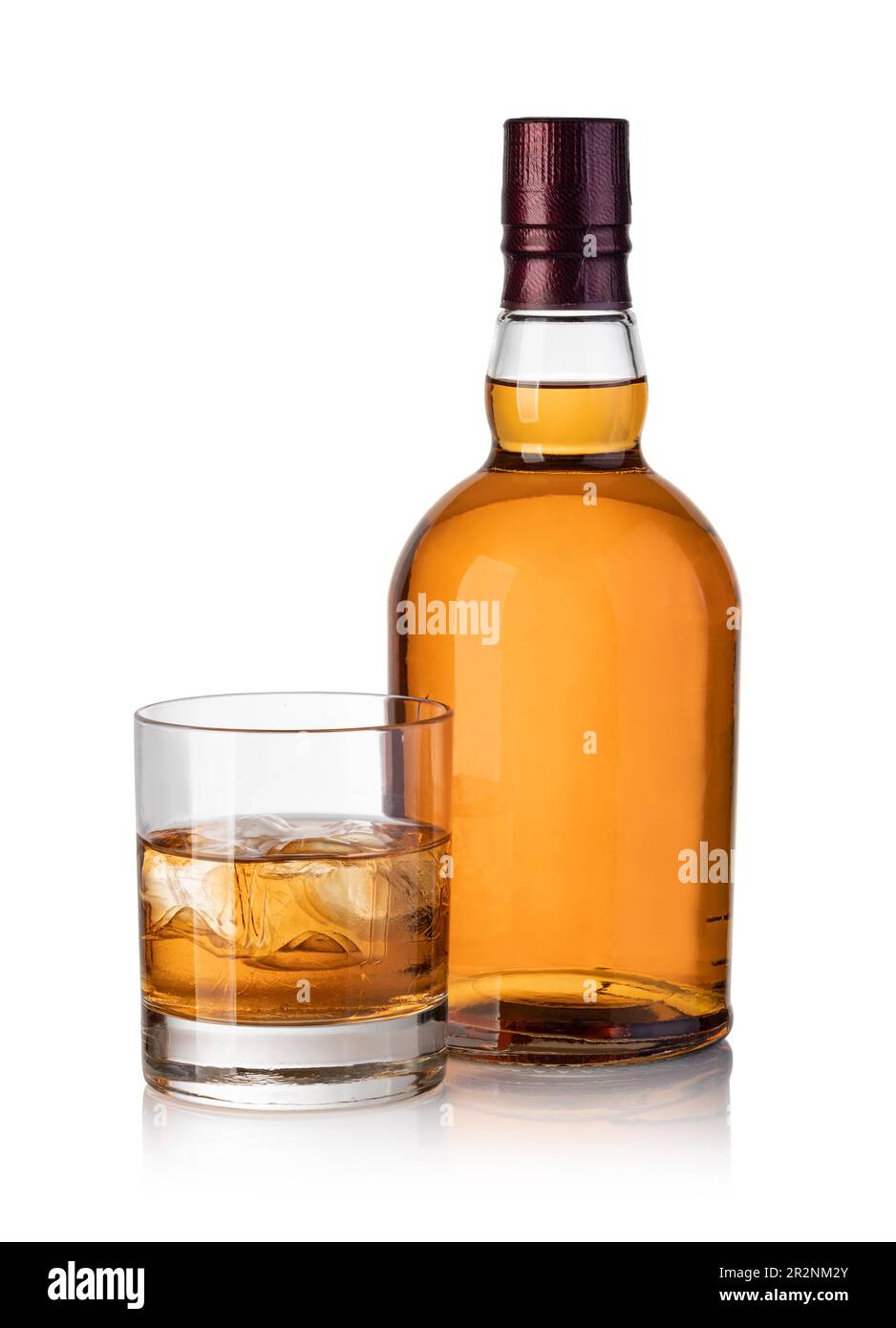 whiskey bottle and glass isolated on white background Stock Photo - Alamy
