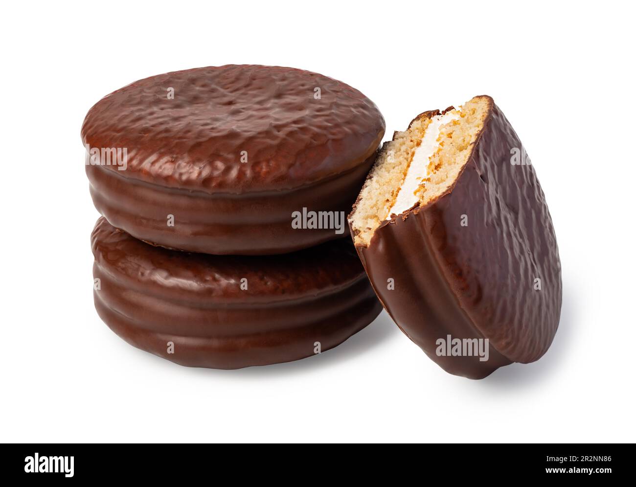 Choco pie chocolate biscuits isolated on white Stock Photo - Alamy