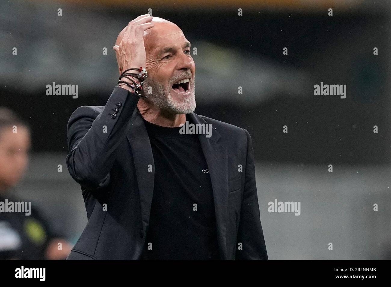 AC Milan's manager Stefano Pioli gestures during a Serie A soccer match ...