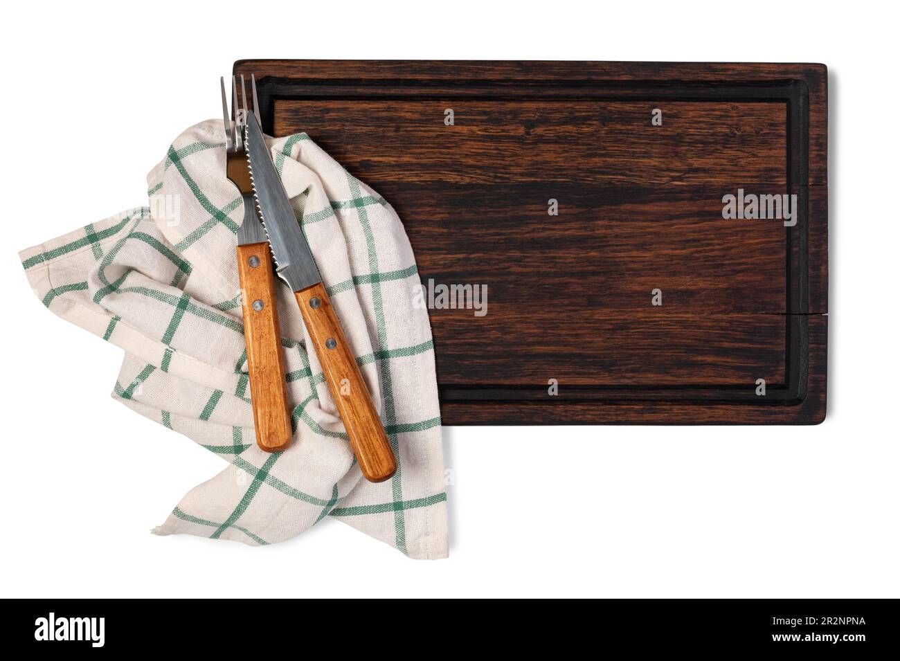 cutting board and cutlery. Isolated on white background Stock Photo - Alamy