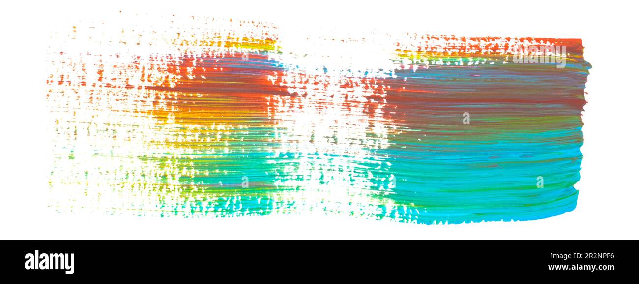 multicolor paint brush texture on white background Stock Photo - Alamy
