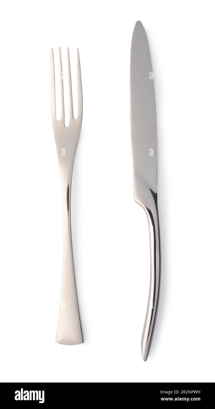 Cutlery set with Fork and Knife isolated on white background Stock ...