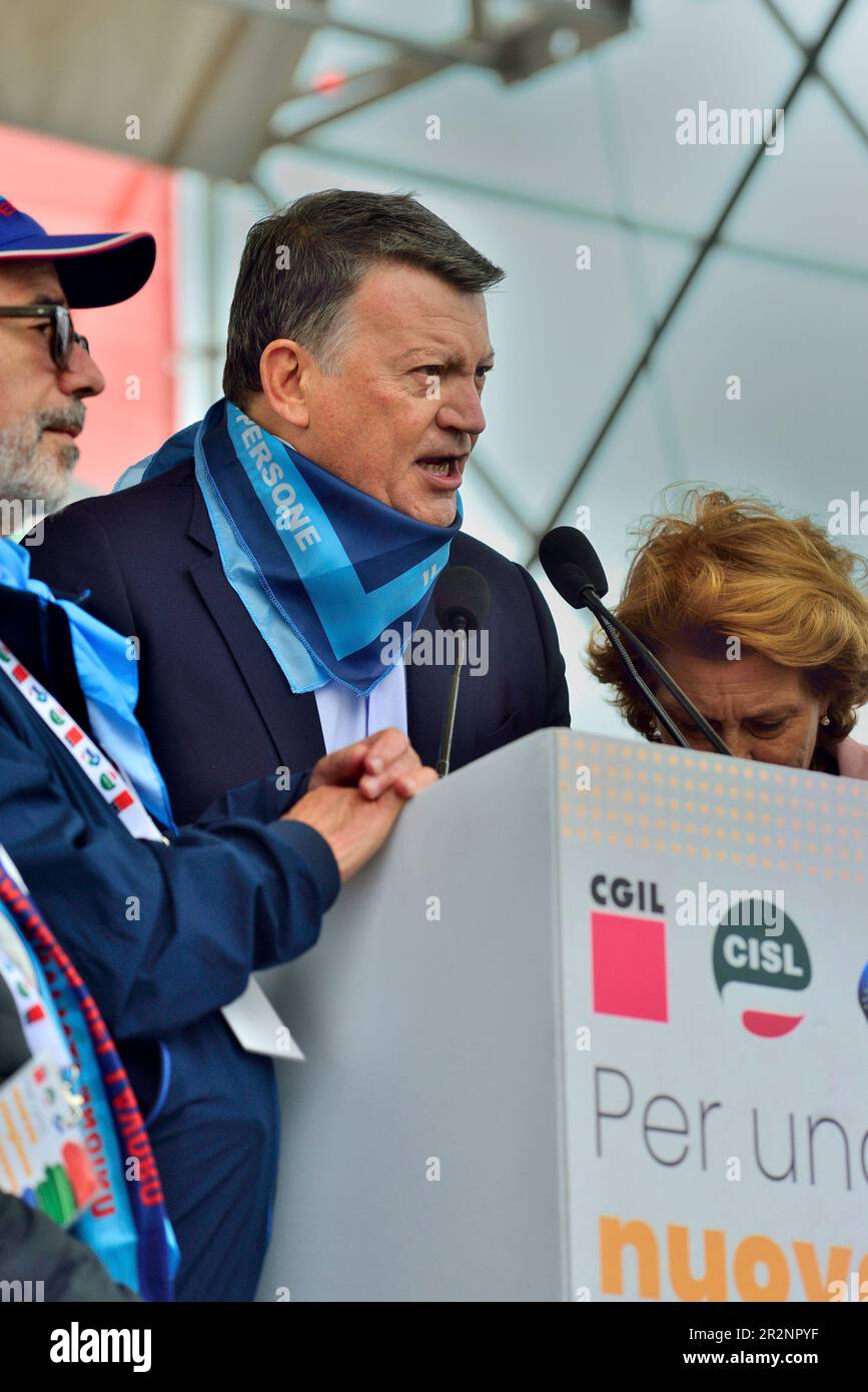 Naples, Italy. 20th May, 2023. Pierpaolo Bombardieri, general secretary ...