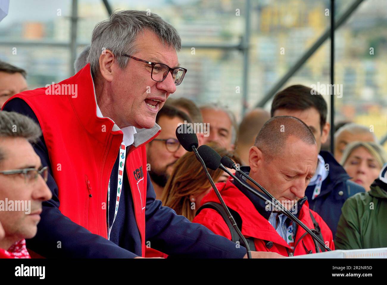 Naples, Italy. 20th May, 2023. Maurizio Landini, general secretary of ...