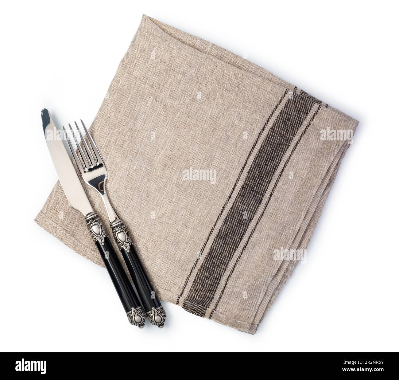Cutlery set with Fork, Knife and Spoon isolated on white background ...