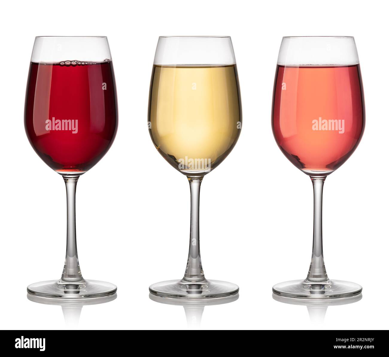 Glass of red, rose and white wine on a white background Stock Photo - Alamy