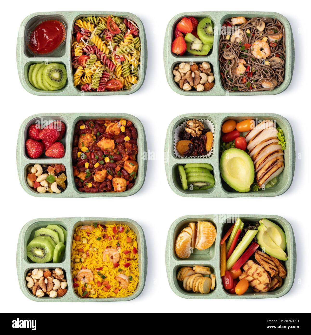 Lunch box with delicious food isolated on a white background Stock ...