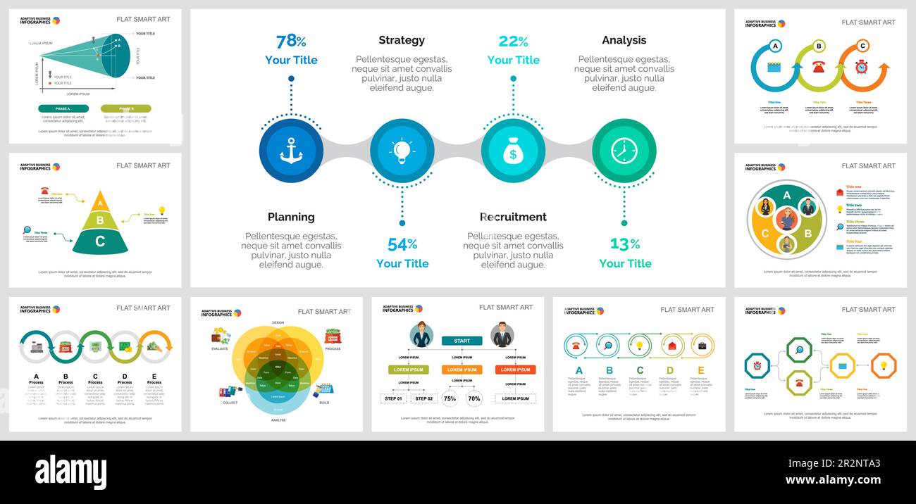 Colorful planning and strategy concept infographic charts set Stock ...