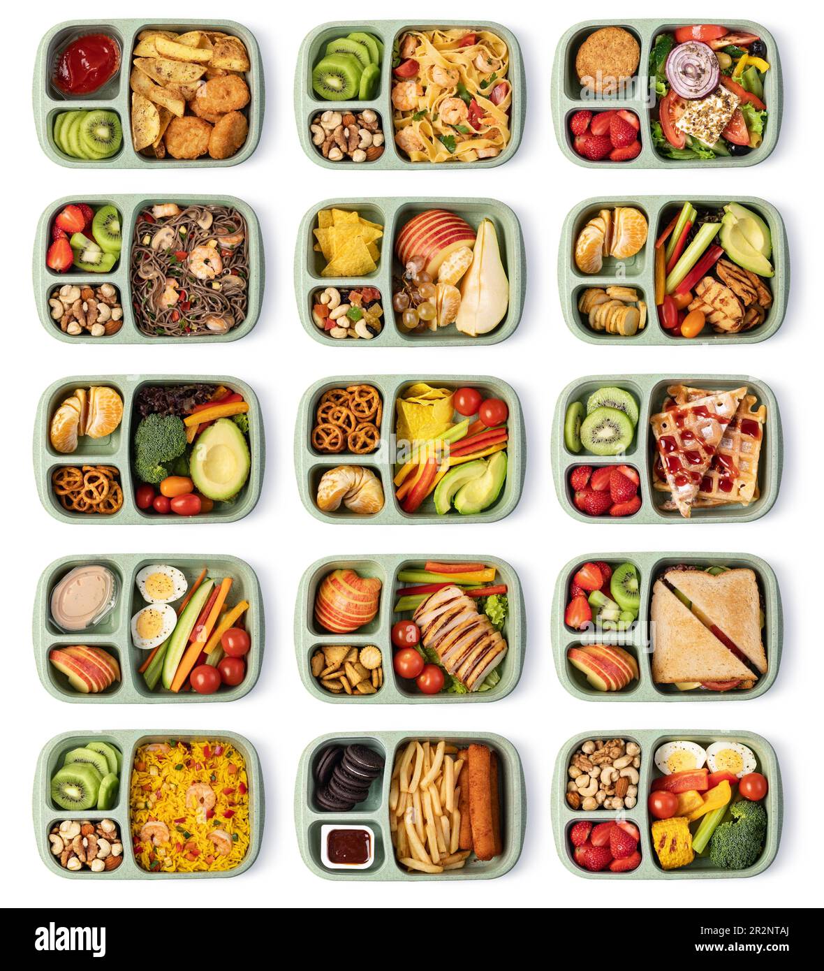 Lunch box with delicious food isolated on a white background Stock ...