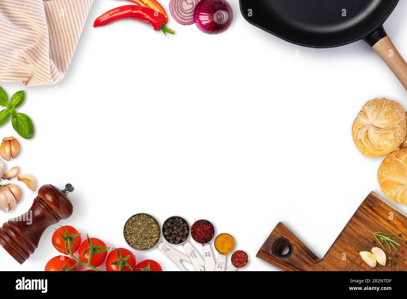 Food background with free space for text. Composition with ingredients ...