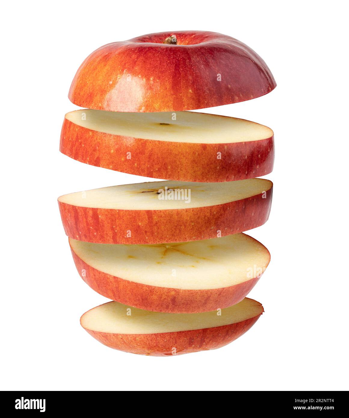 Flying apple. Sliced red apple isolated on white background Stock Photo ...