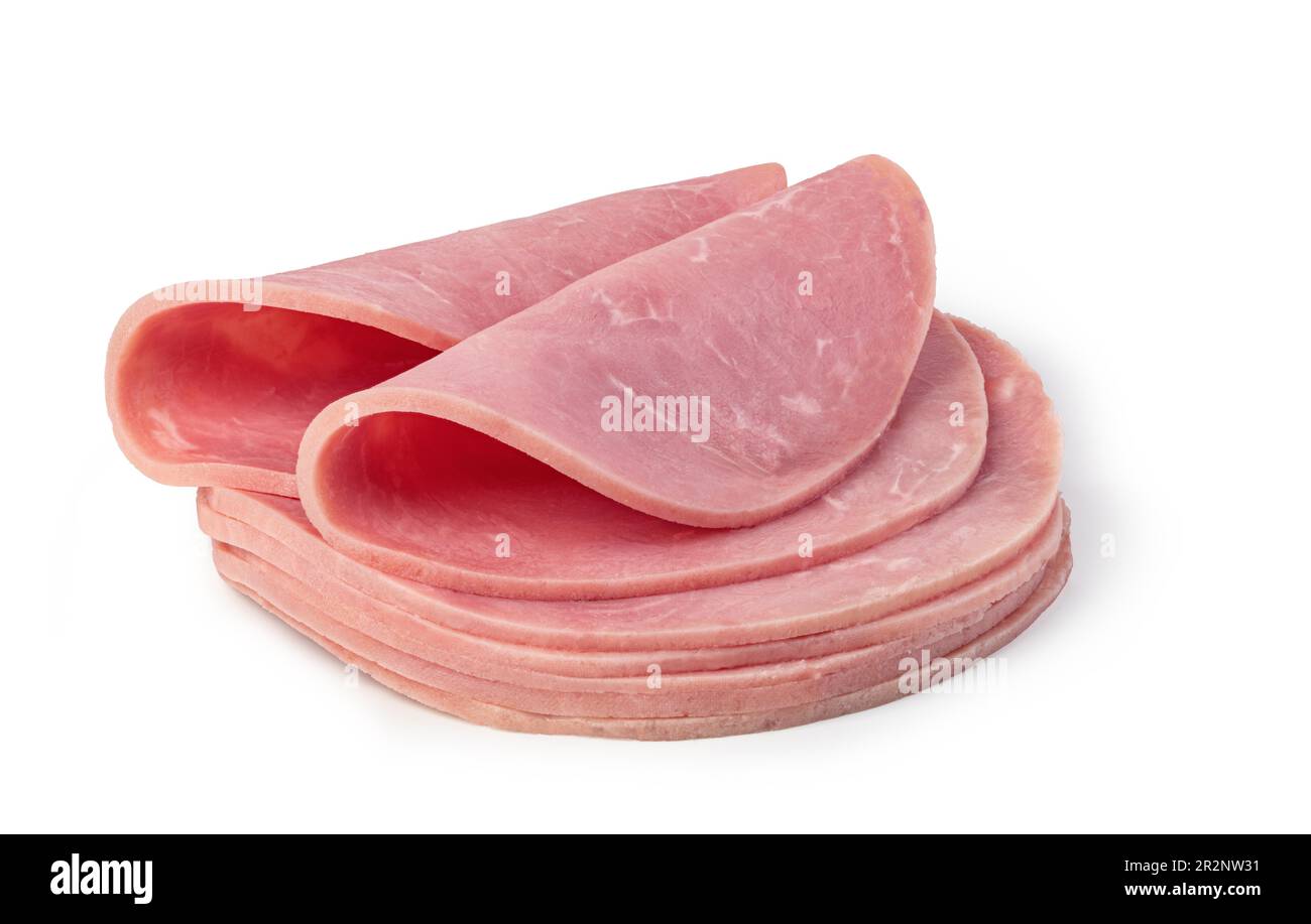 pork ham slices isolated on white background Stock Photo - Alamy