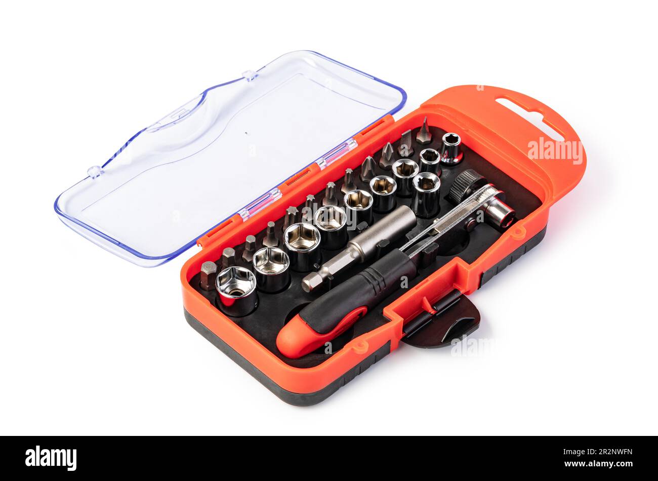 Mechanical bit tool set isolated on a white background Stock Photo - Alamy