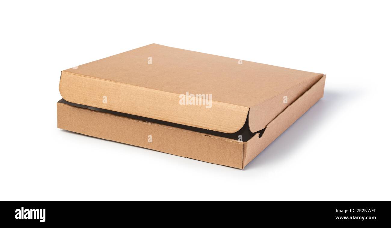 unlabeled paper pizza box isolated on white background Stock Photo - Alamy