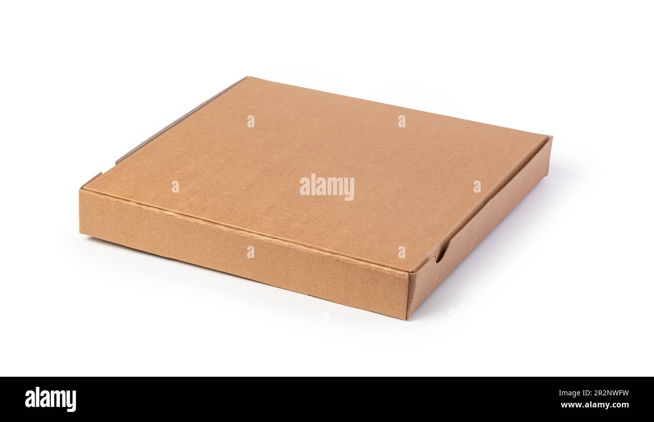 unlabeled paper pizza box isolated on white background Stock Photo - Alamy