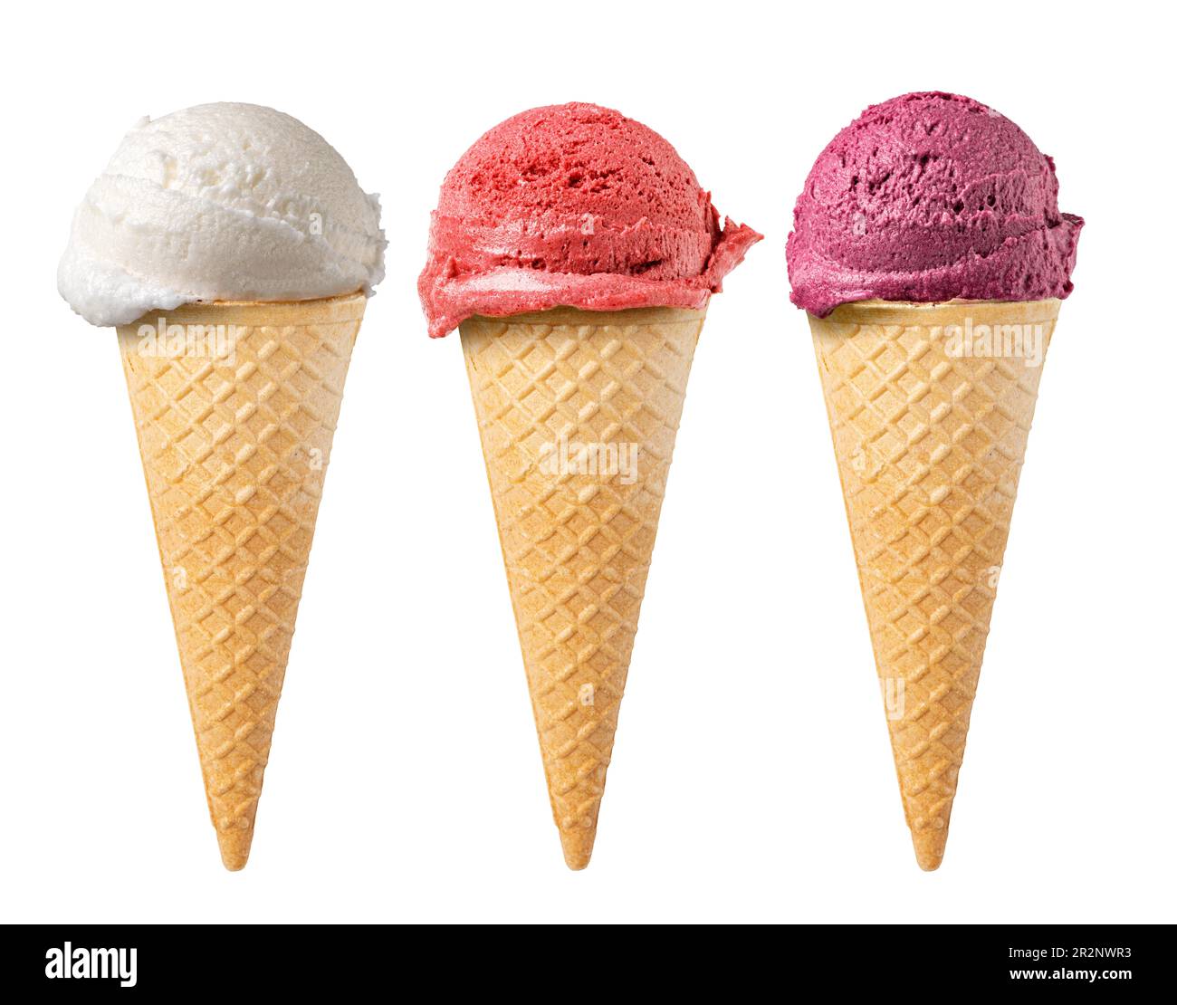 set of ice cream waffle cone isolated on white background Stock Photo ...