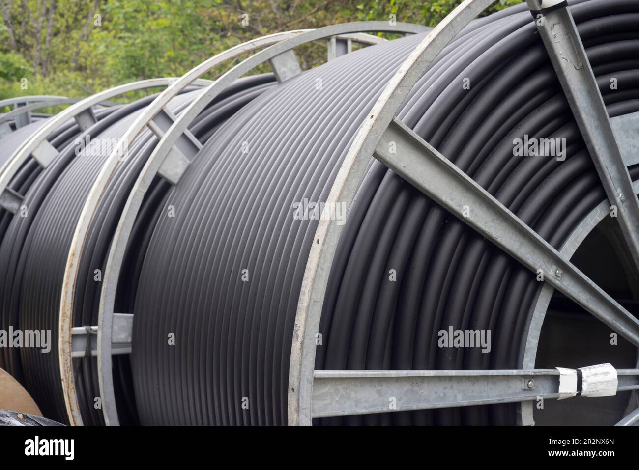 giant roll of telecommunication cable on construction site Stock Photo ...