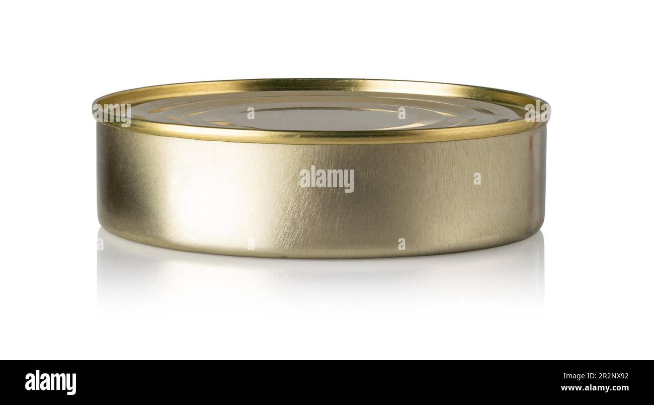 Closed tin can isolated on white Stock Photo - Alamy
