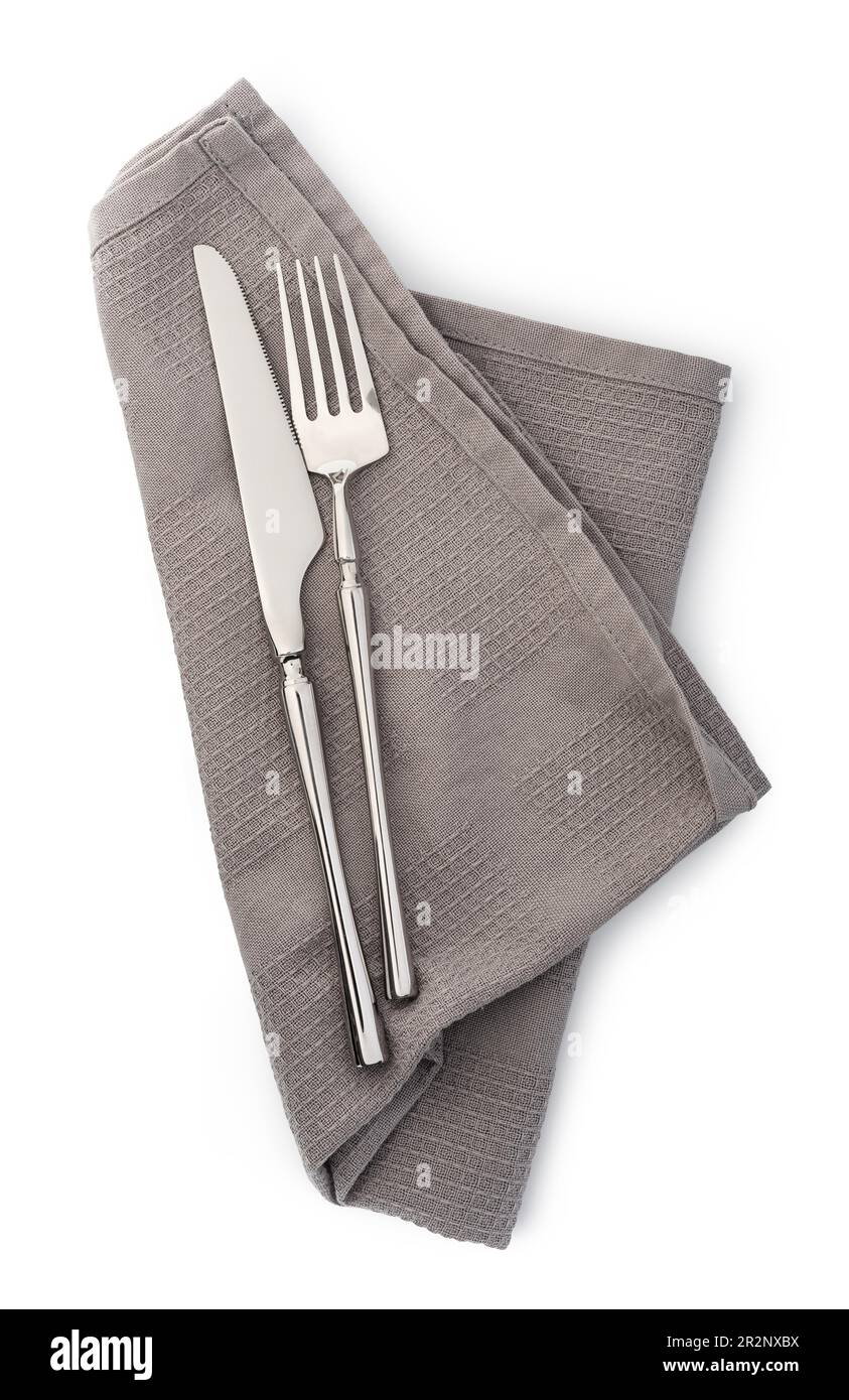 Cutlery set with Fork and Knife isolated on white background Stock ...