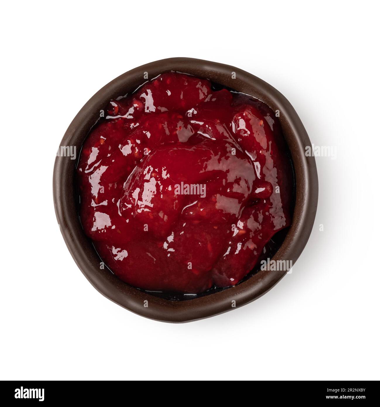 glass bowl of red berry jam isolated on white background Stock Photo ...