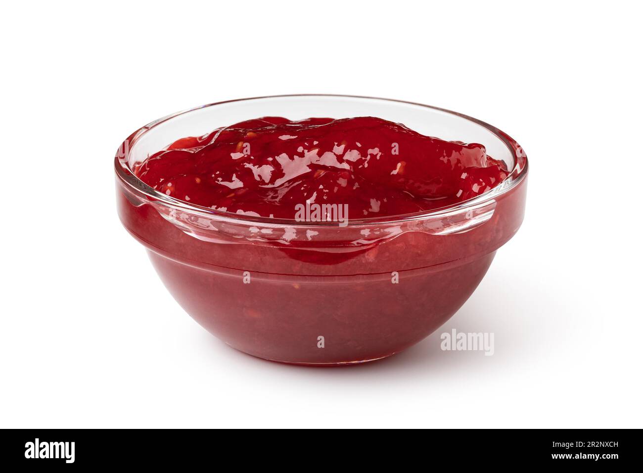 glass bowl of red berry jam isolated on white background Stock Photo ...