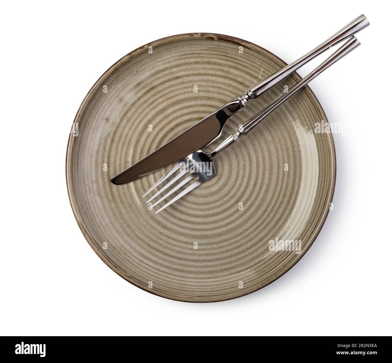 Plate and cutlery. Isolated on white background Stock Photo - Alamy