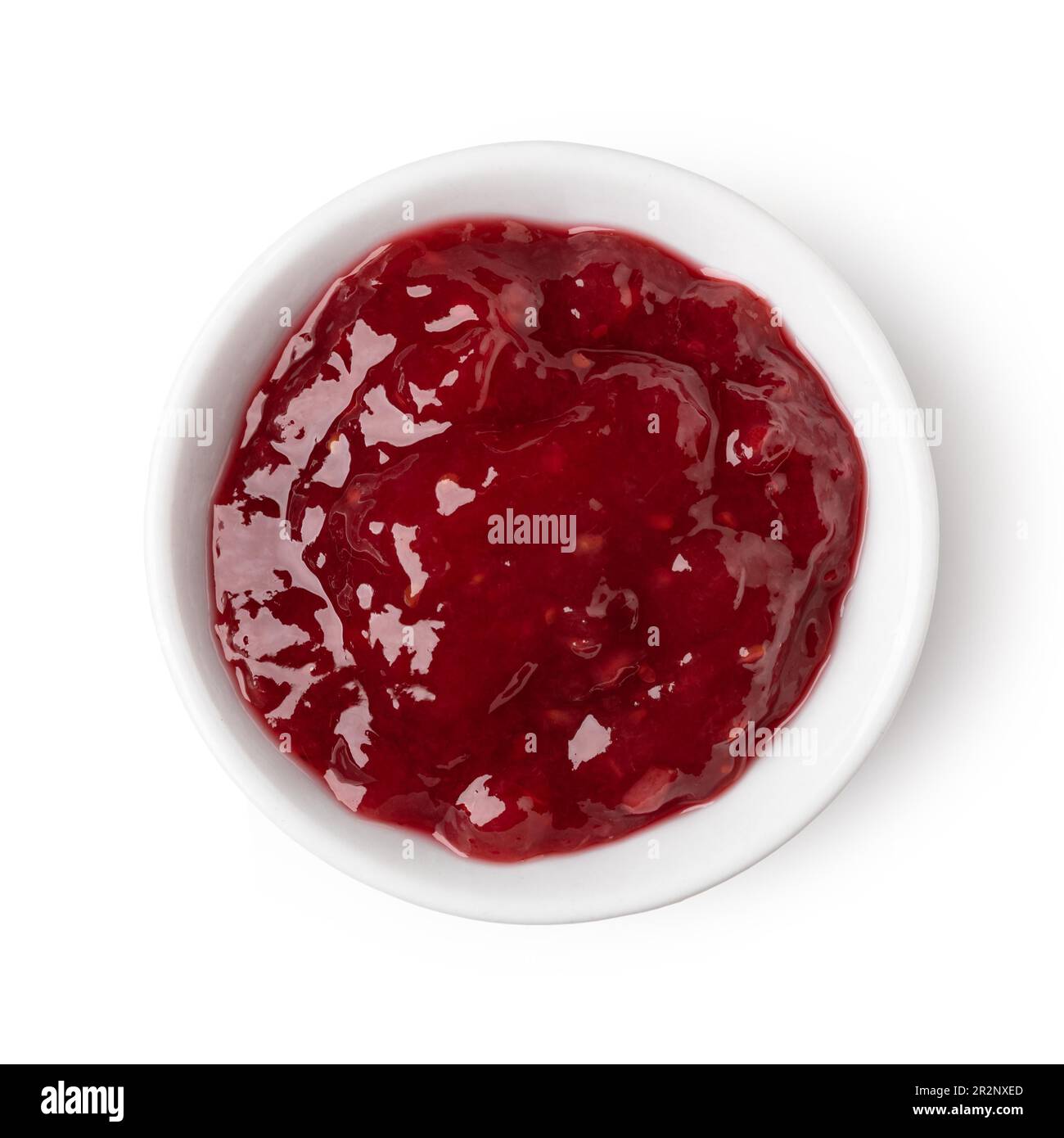 glass bowl of red berry jam isolated on white background Stock Photo ...