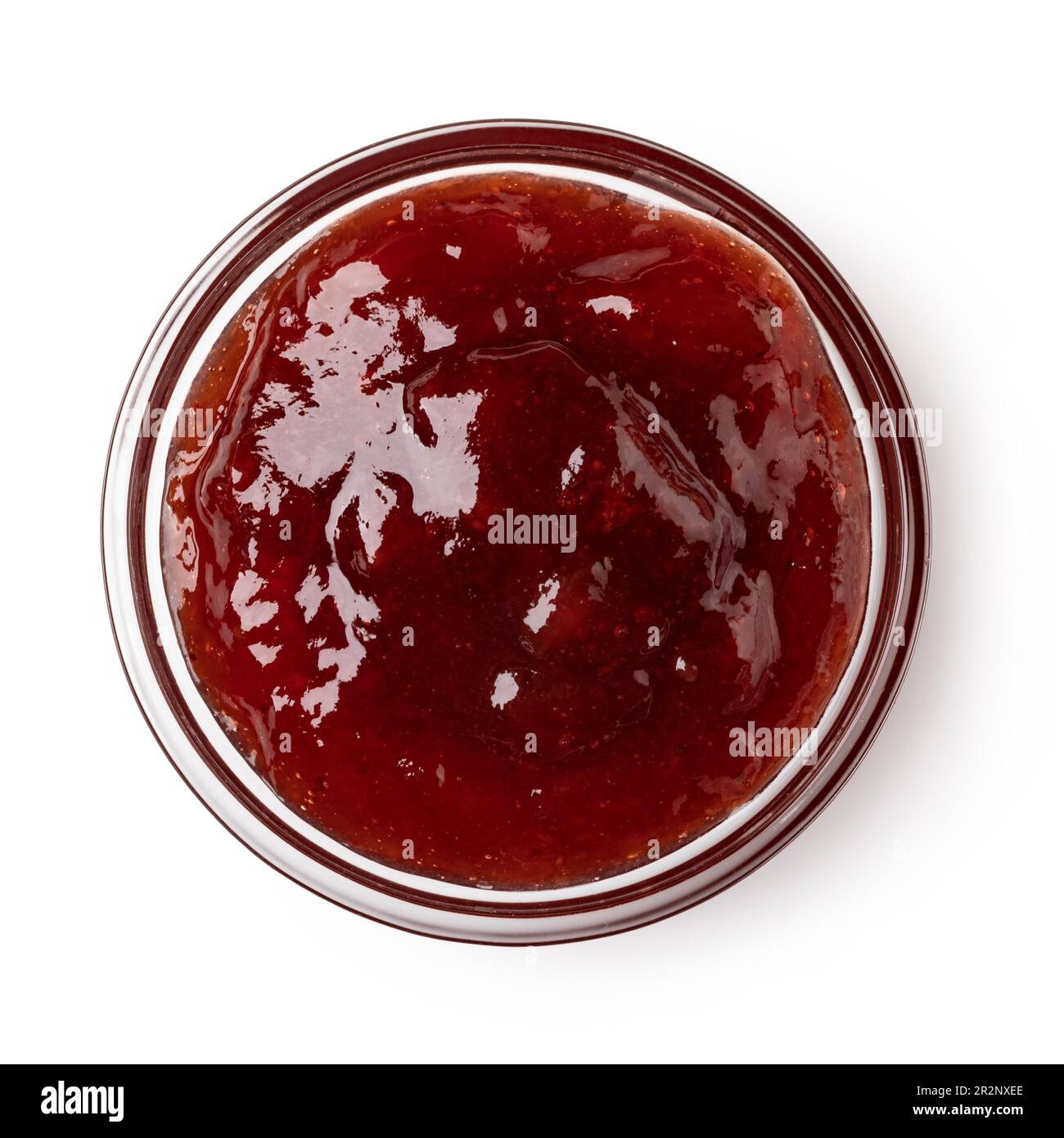 glass bowl of red berry jam isolated on white background Stock Photo ...