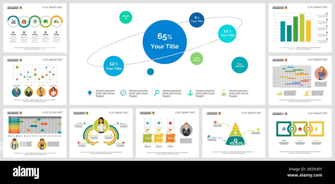 Colorful project or marketing concept infographic charts set Stock ...