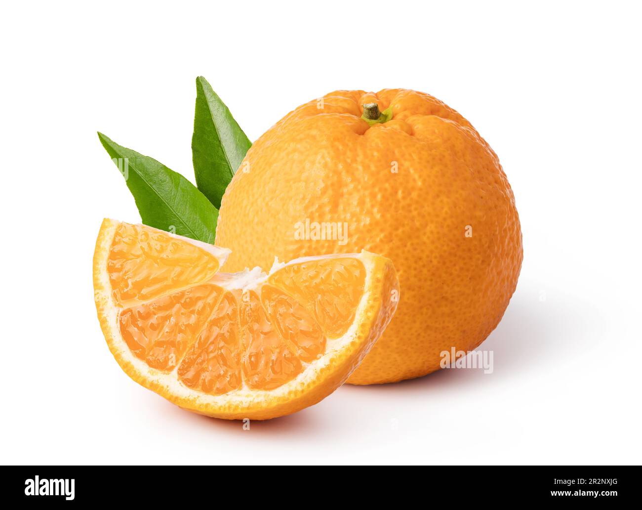 Ripe mandarin and leaf isolated on white background Stock Photo - Alamy