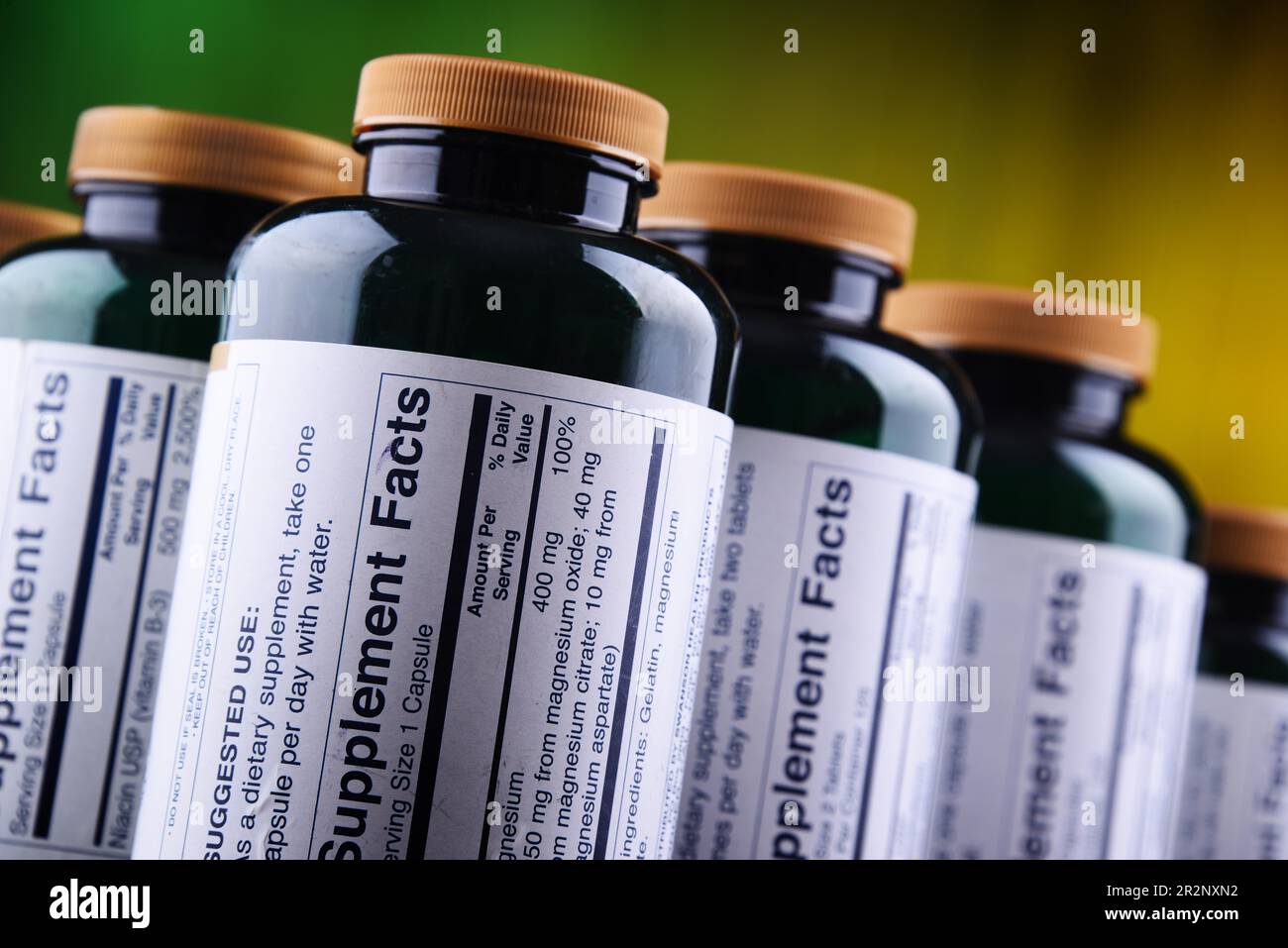 Composition with dietary supplement containers. Drug pills Stock Photo ...