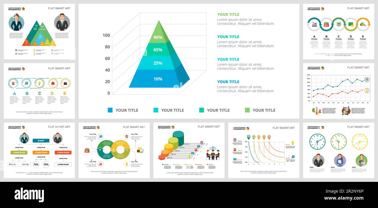 Colorful teamwork or planning concept infographic charts set Stock ...