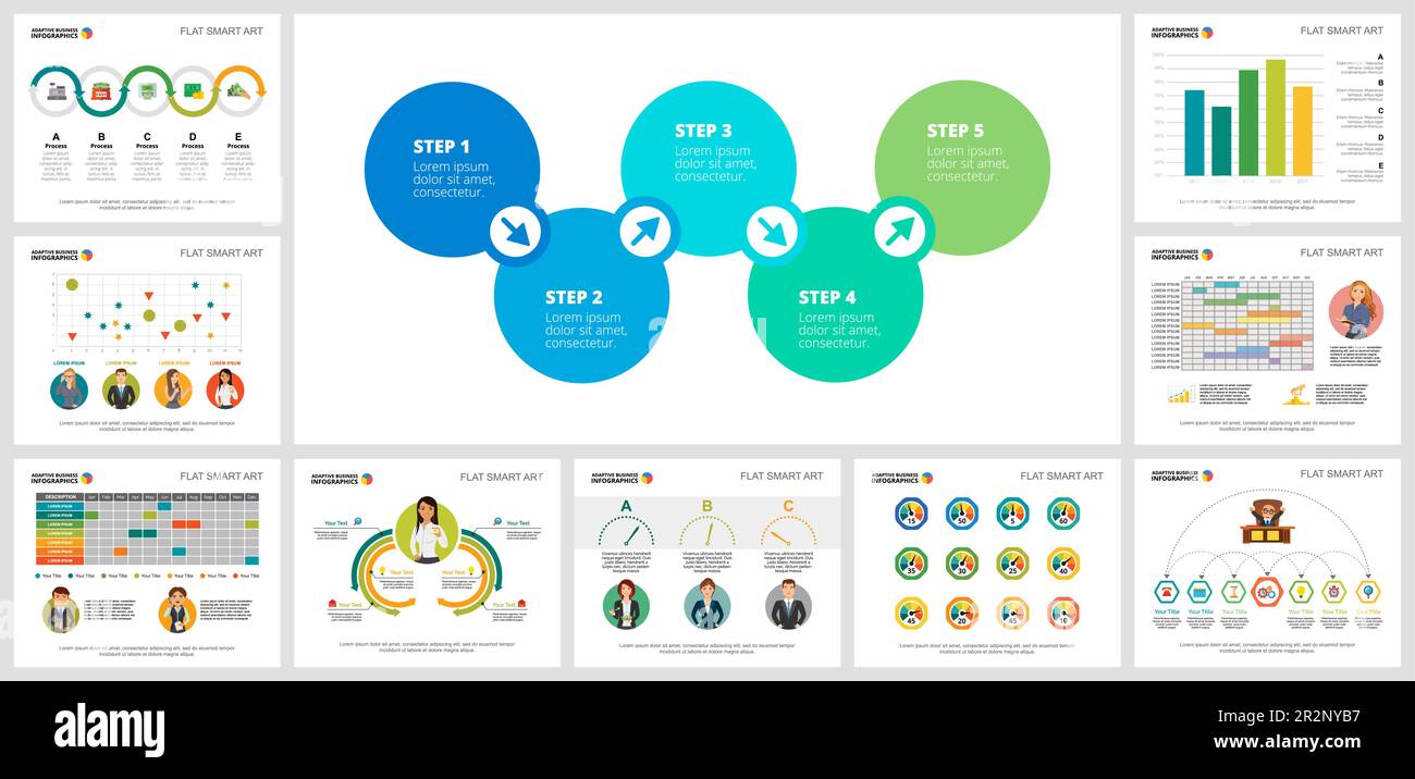 Colorful planning or management concept infographic charts set Stock ...